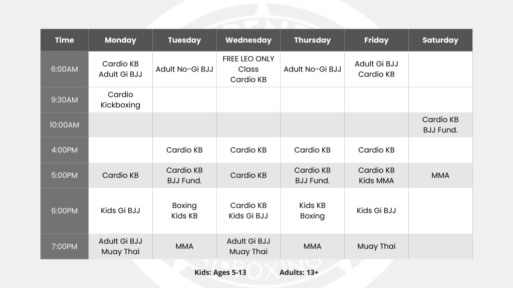 Class Schedule | Independent MMA & Fitness | Newnan, GA